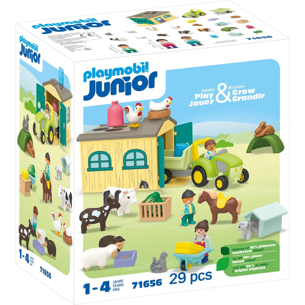 Playmobil Junior: Farm Adventure with Tractor, Trailer and Animal ...