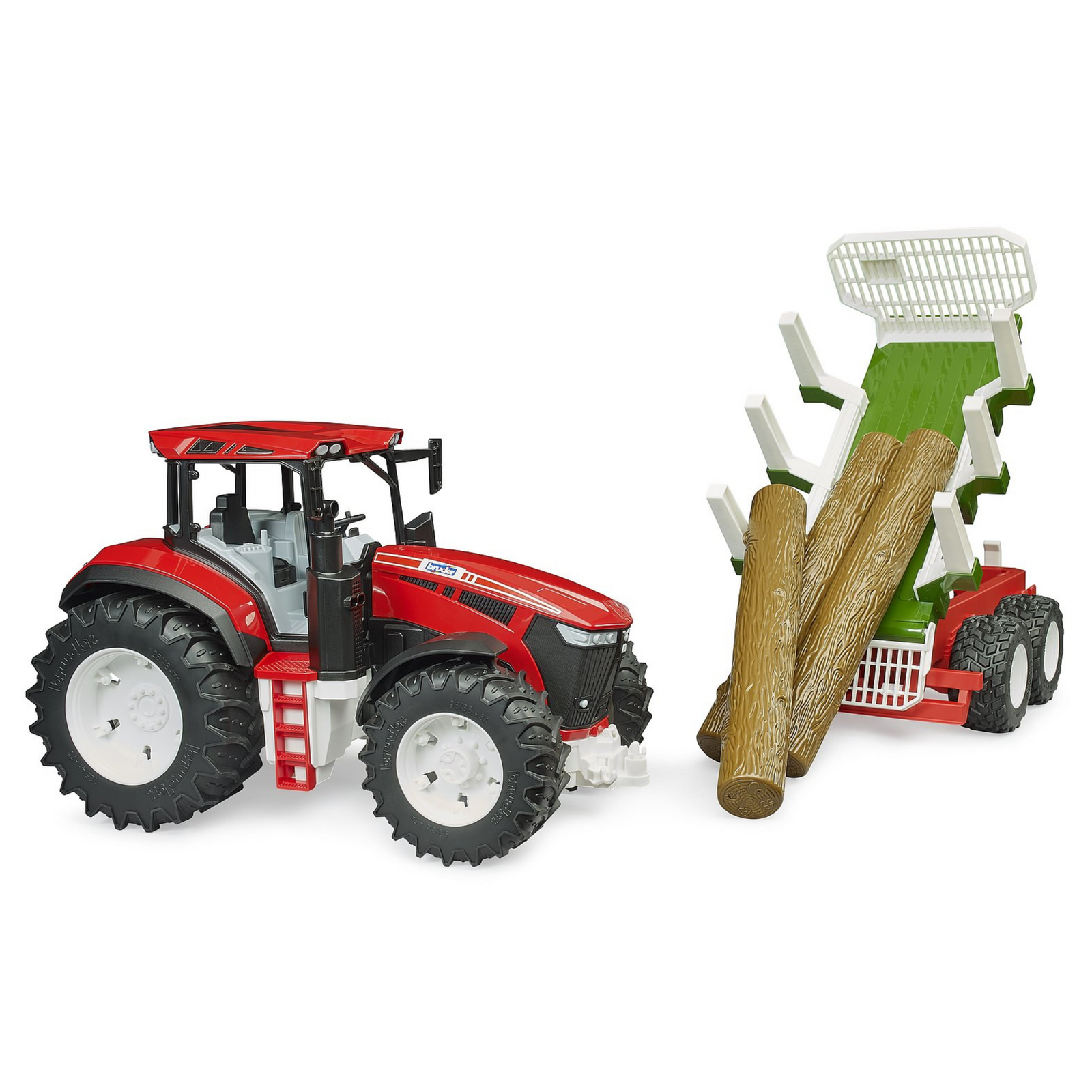 Bruder Roadmax Tractor with Forwarding Trailer and 3 tree trunks